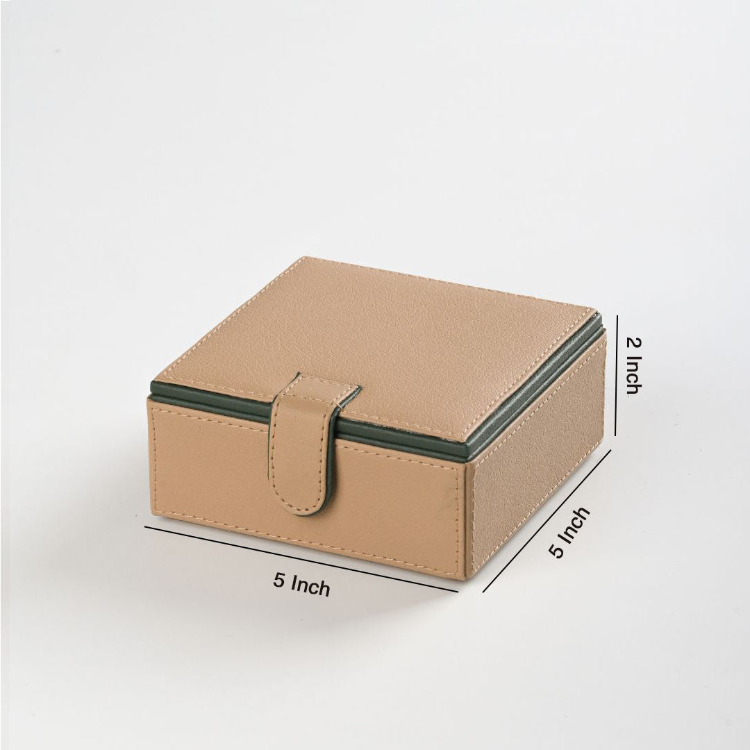 Dual Tone Hand Crafted Faux Leather Storage Box With Magnetic Lock (Be ...